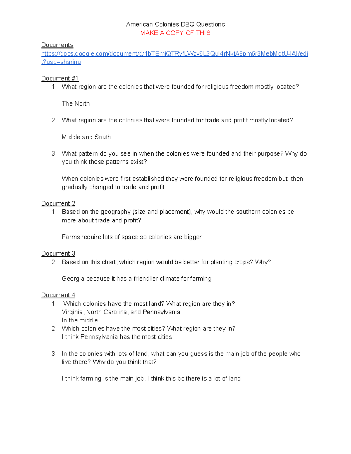 American Colonies DBQ- Makayla Diggins - American Colonies DBQ ...