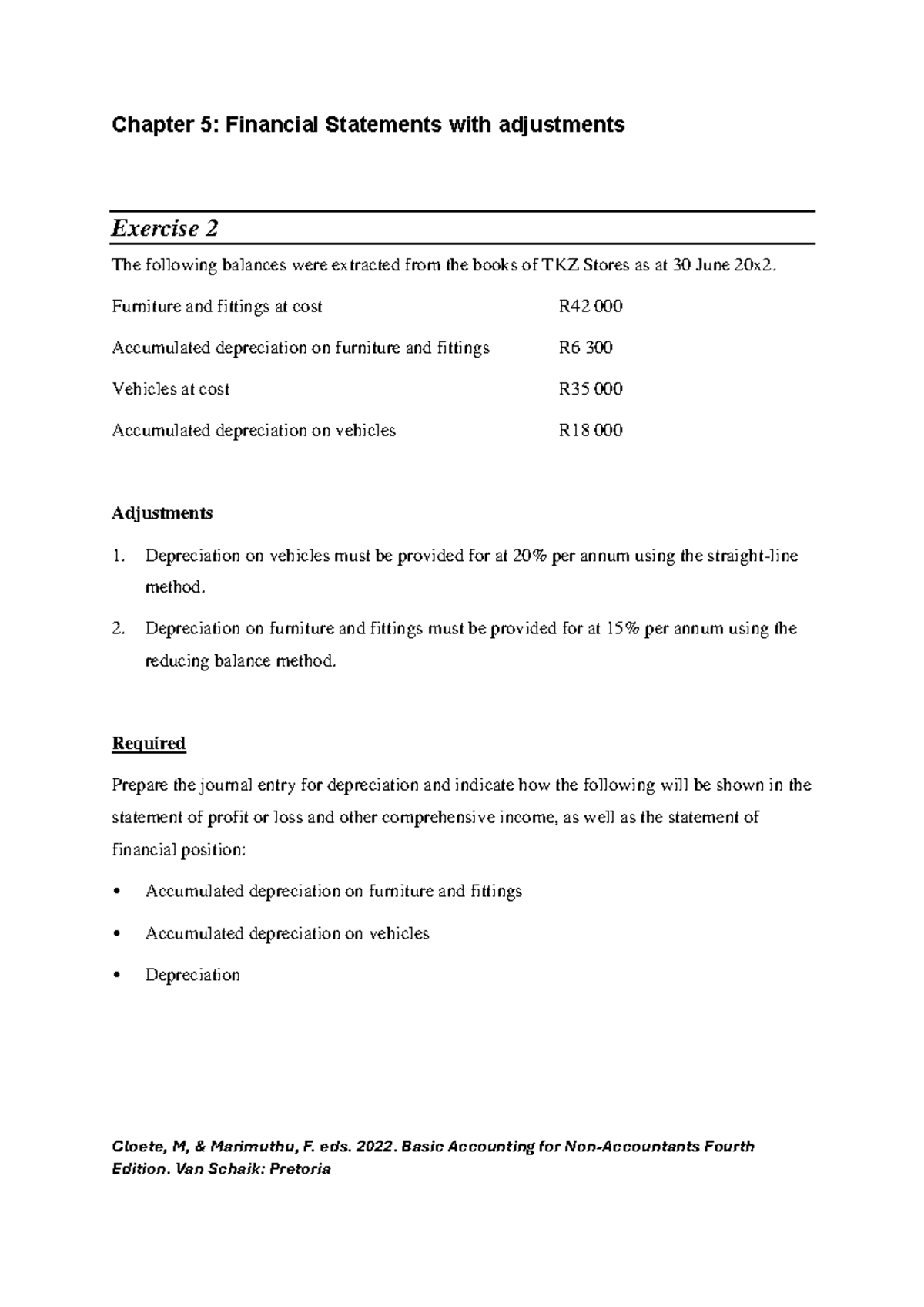 Chapter 5 Exercise 2 - Chapter 5: Financial Statements with adjustments ...