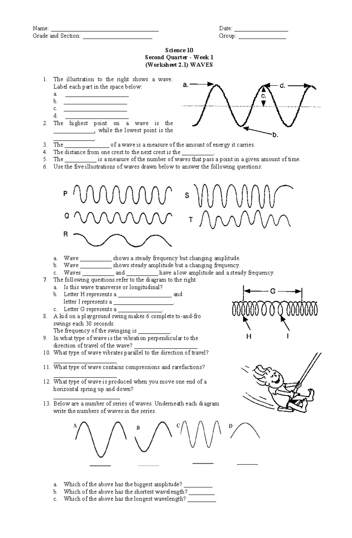 waves activity sheet - Name: __________________________________ Date ...