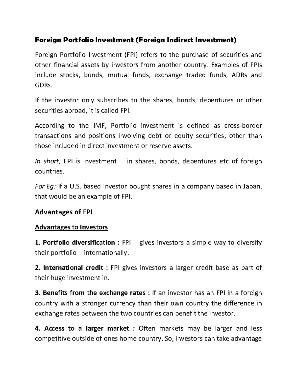 ANS, 6.2 International Finance - Foreign Portfolio Investment (Foreign ...