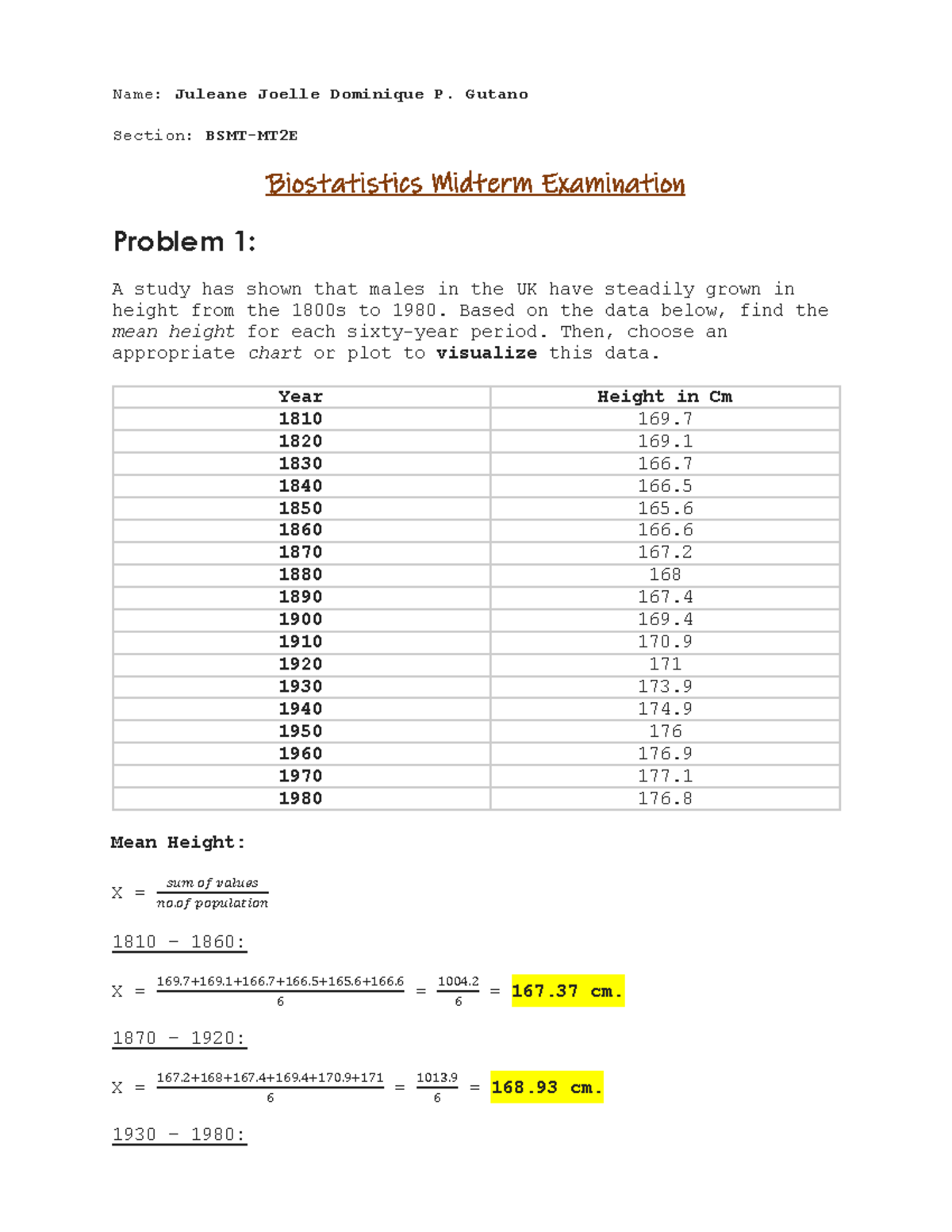 Biostatistics ( Midterm) - Medical Technology - Studocu