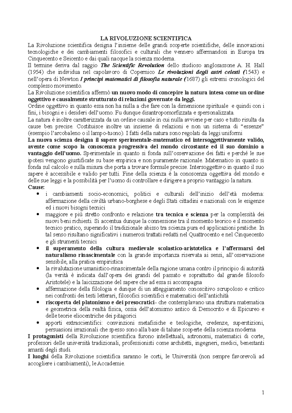 Rivoluzione scientifica 1543-1687 - LA RIVOLUZIONE SCIENTIFICA La ...