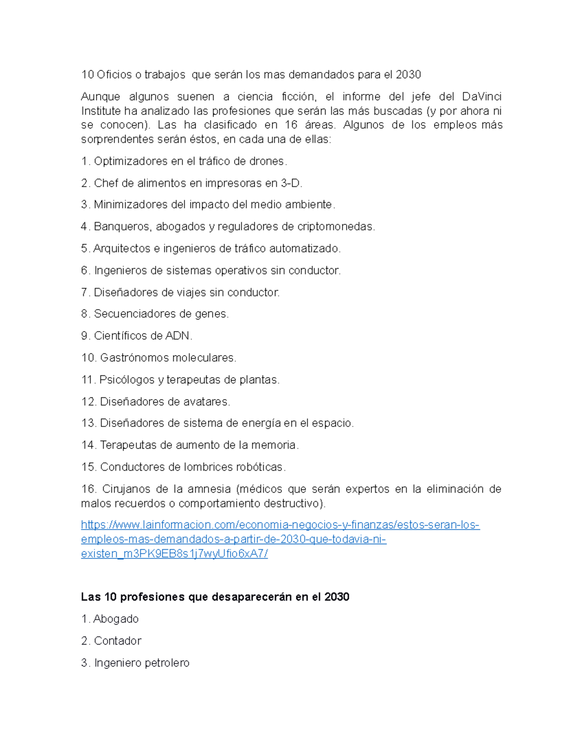 10 Oficios o trabajos que serán los mas demandados para el 2030 - Las ...