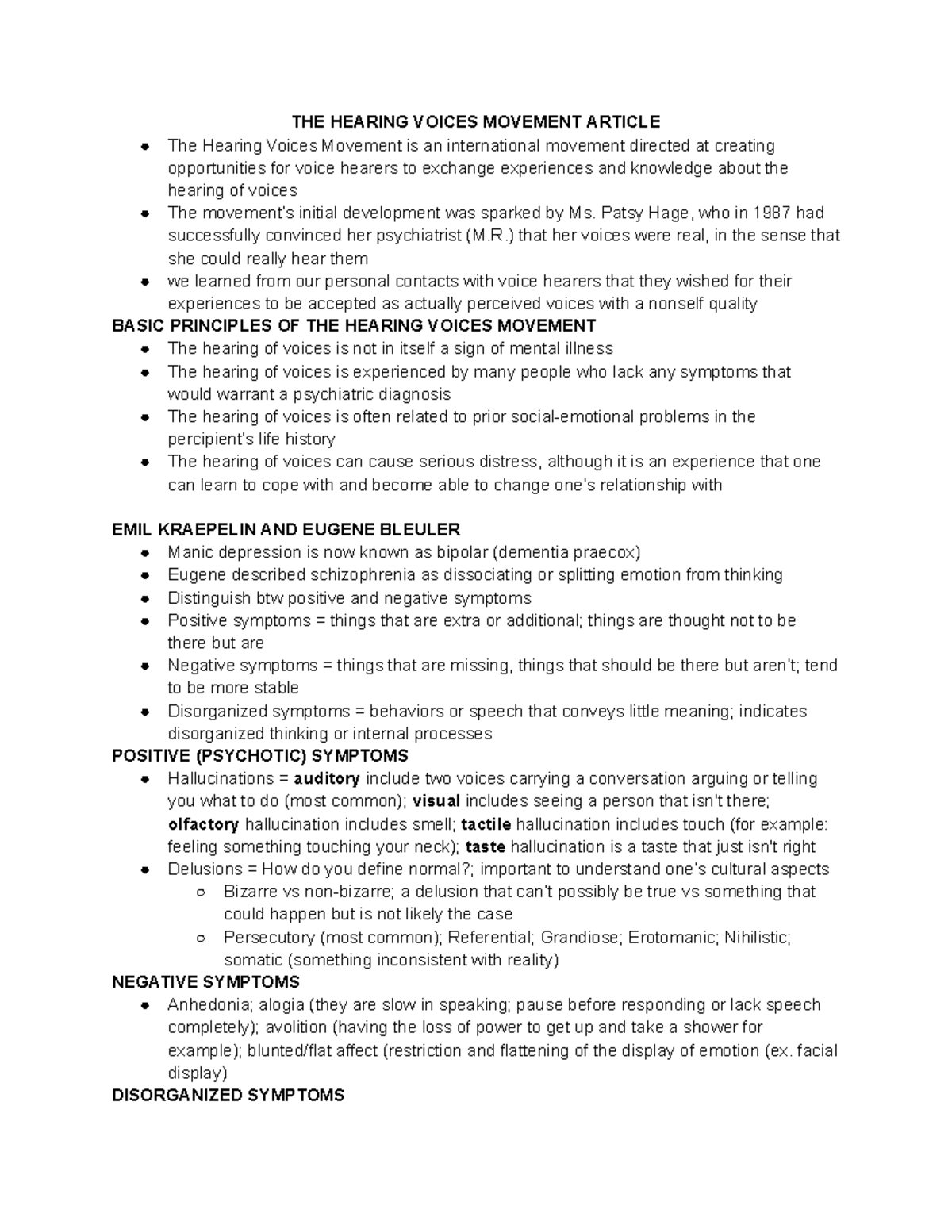 Psychosis Lecture - THE HEARING VOICES MOVEMENT ARTICLE The Hearing ...