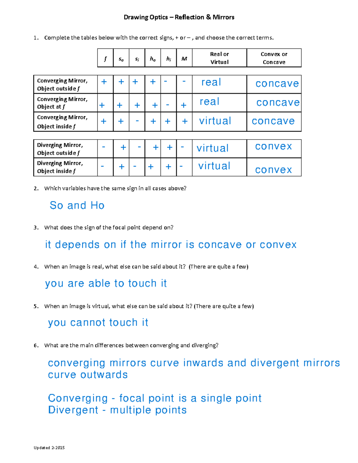 Drawing Optics - Reflection Mirrors - Drawing Optics – Reflection ...