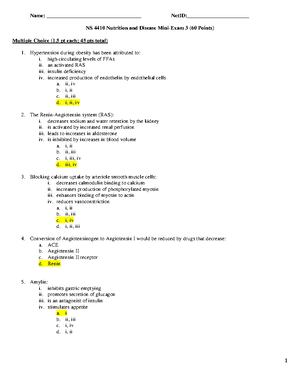 Mini-Exam Key 4 - quiz 4 questions and answer key - Name