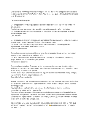 Mini guía básica del omegaverse - MINI GUÍA BÁSICA DEL OMEGAVERSE El ...