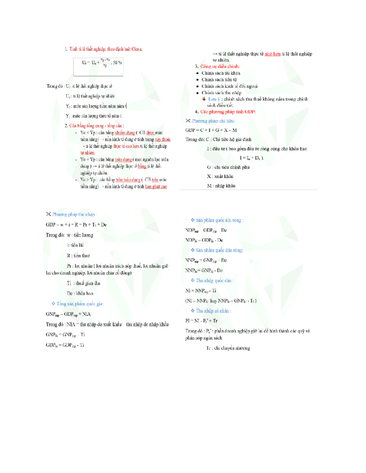 CT-KTVM - Công thức KTVM - Kinh tế Vĩ Mô - Studocu