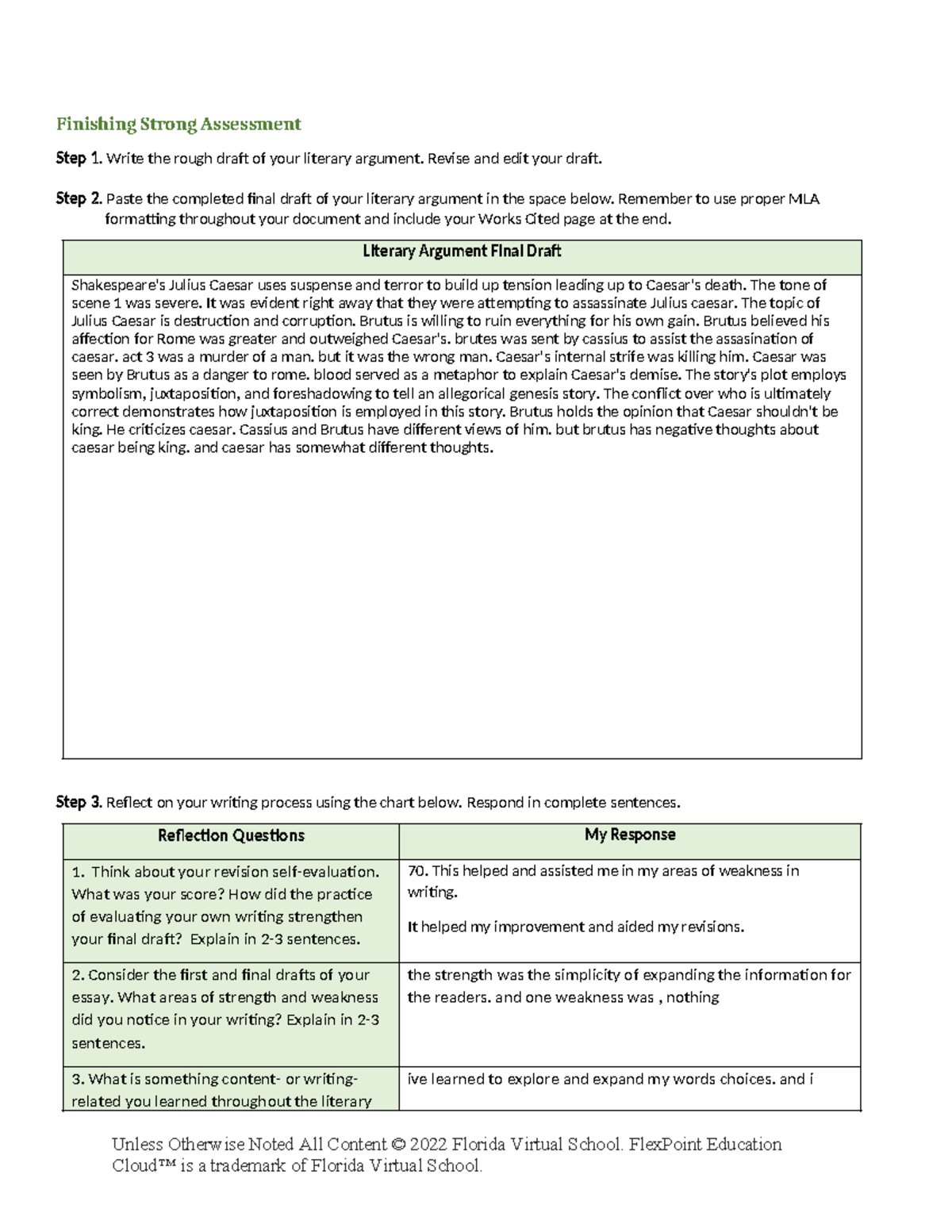 Finishing strong assessment - Finishing Strong Assessment Step 1. Write ...