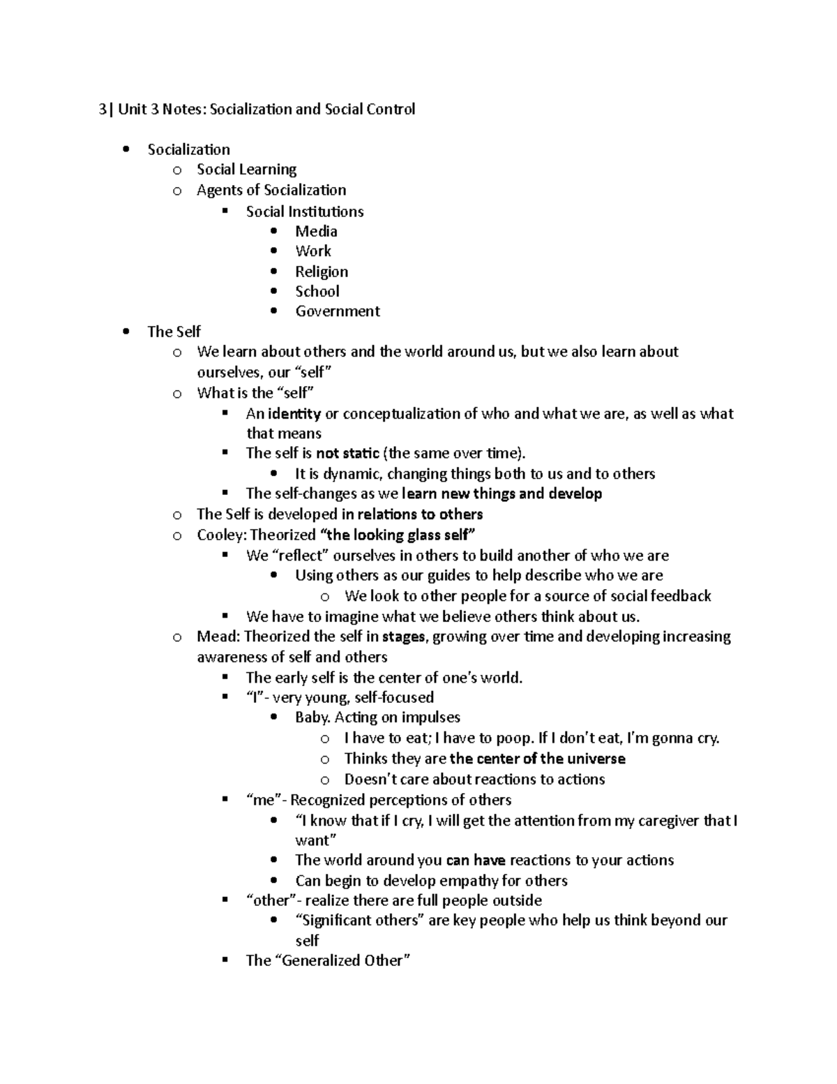 Unit 3: Socialization and Social Control - 3| Unit 3 Notes ...