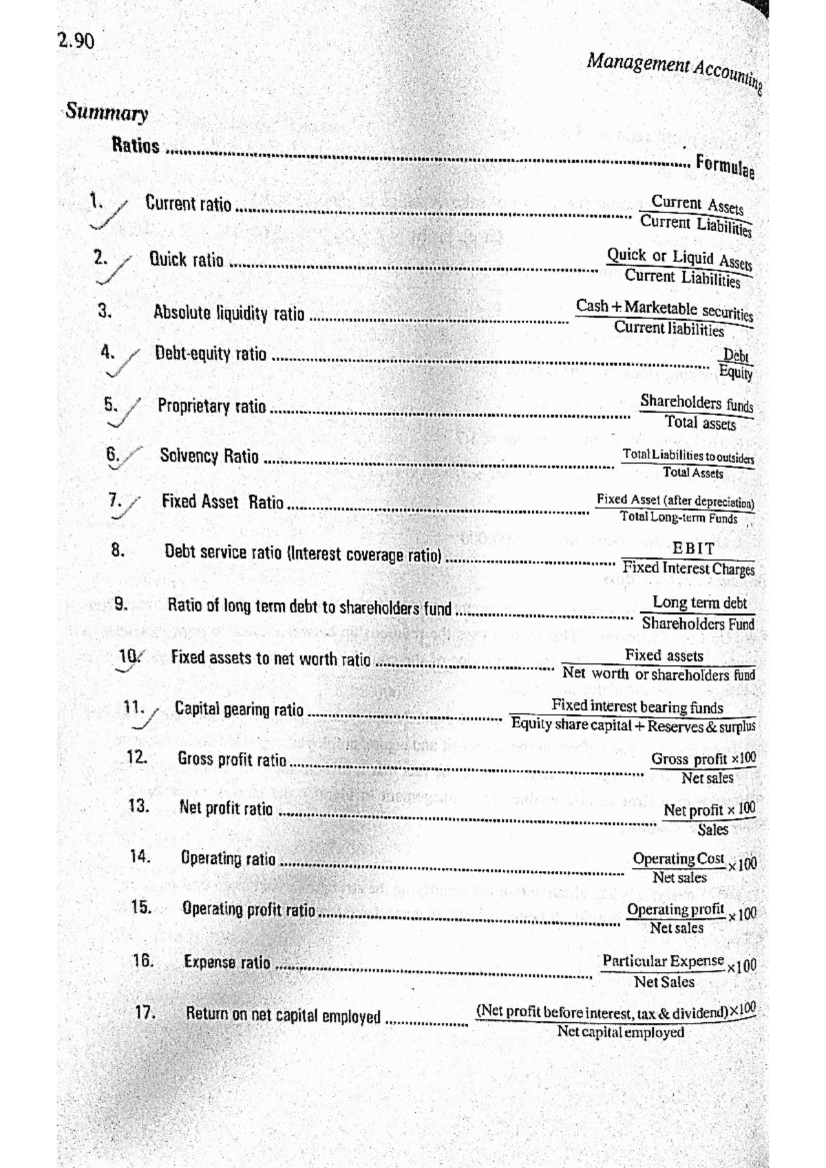 Ratio Analysis Formulas - Management accounting - Studocu