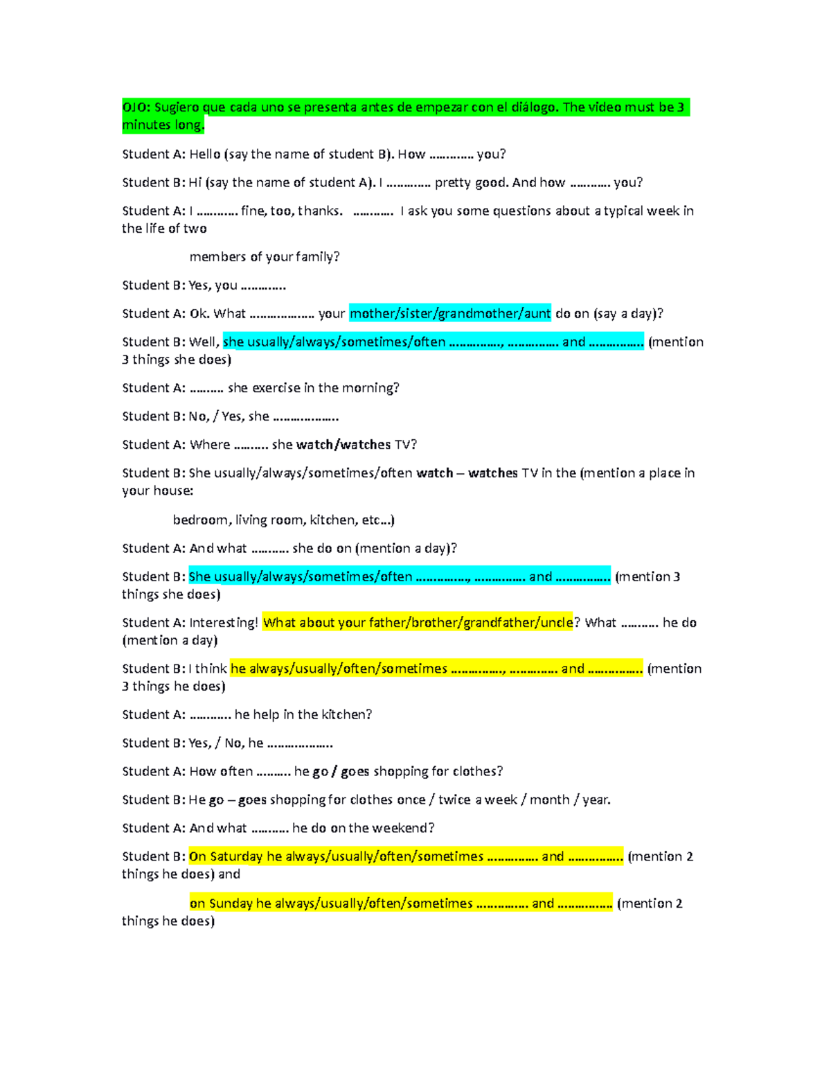 inglesxbdfgsdvsdvsdv - OJO: Sugiero que cada uno se presenta antes de ...