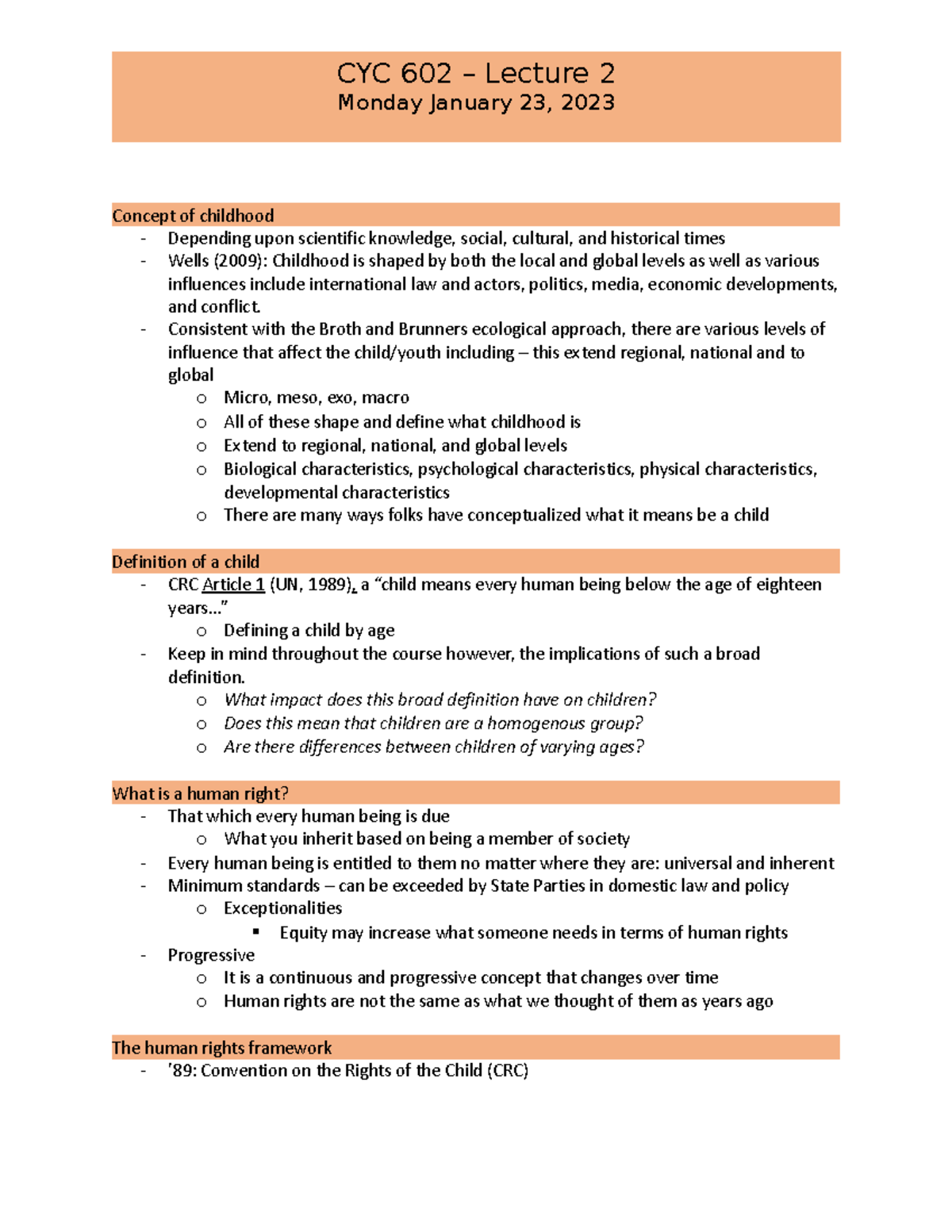 CYC 602 - Lecture 2 - Concept of childhood - Depending upon scientific ...