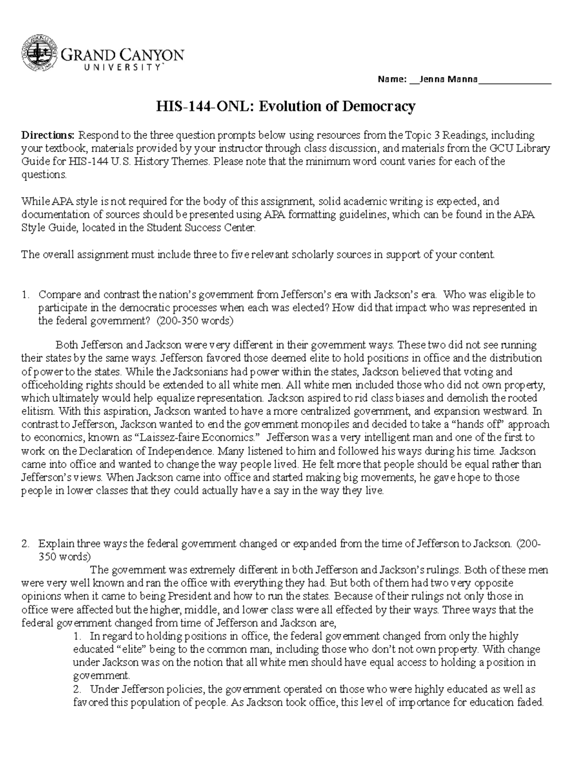 Evolutionof Democracy Worksheet Online - Name: Jenna Manna ...