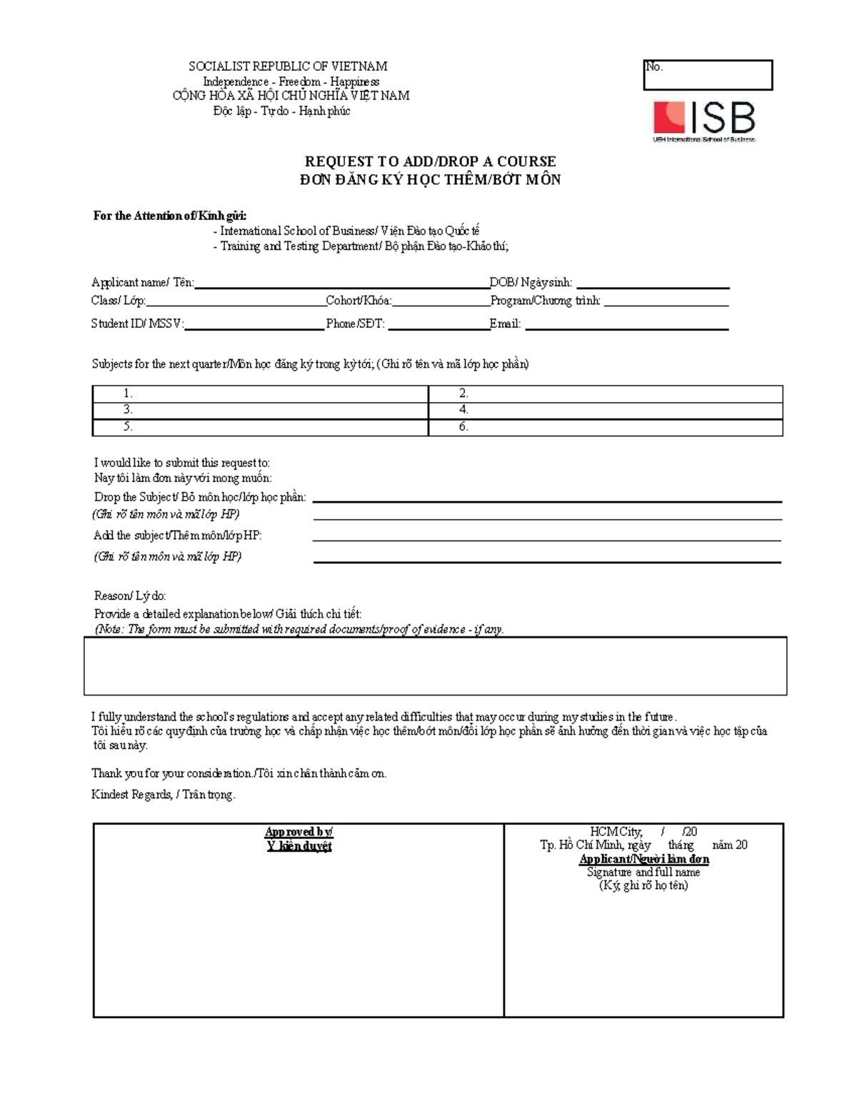 Add-Drop-subjects-requestform Donxinthem- Botmon Updated T 5 ...