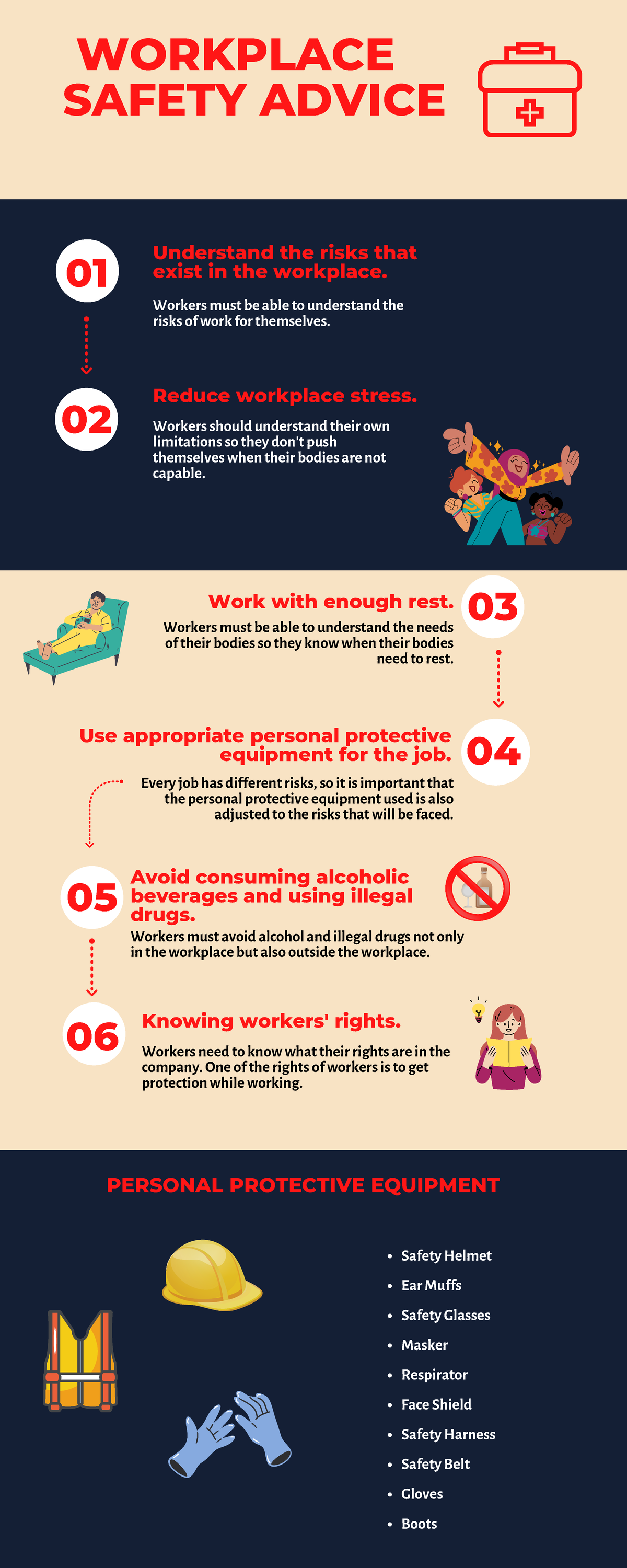 Workplace Safety Advice Infographic Poster - Reduce workplace stress ...