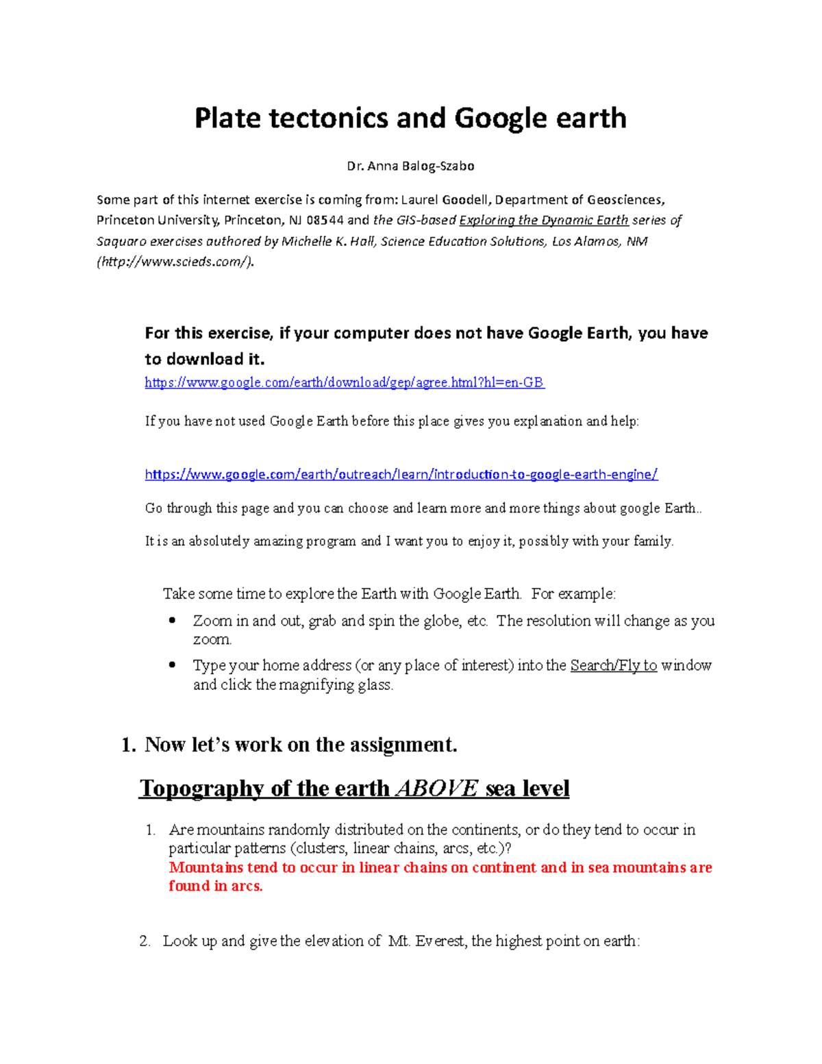 Plate tectonics and Google earth - Anna Balog-Szabo Some part of this ...