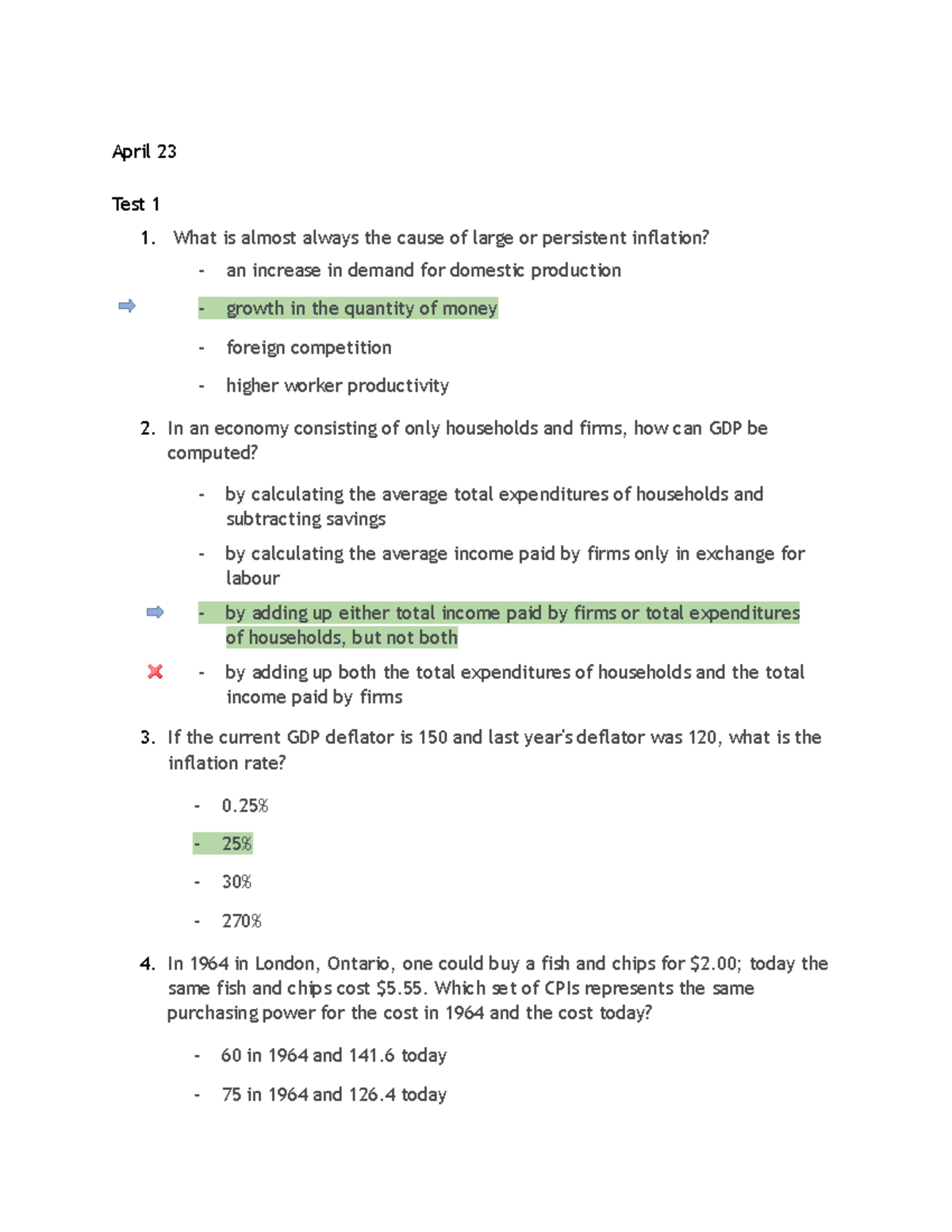 Econ practice test - April 23 Test 1 What is almost always the cause of ...