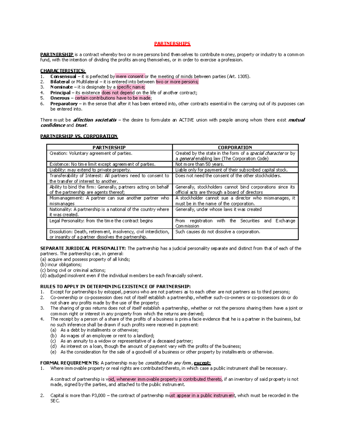 5 - This contains notes regarding partnership. - PARTNERSHIPS ...