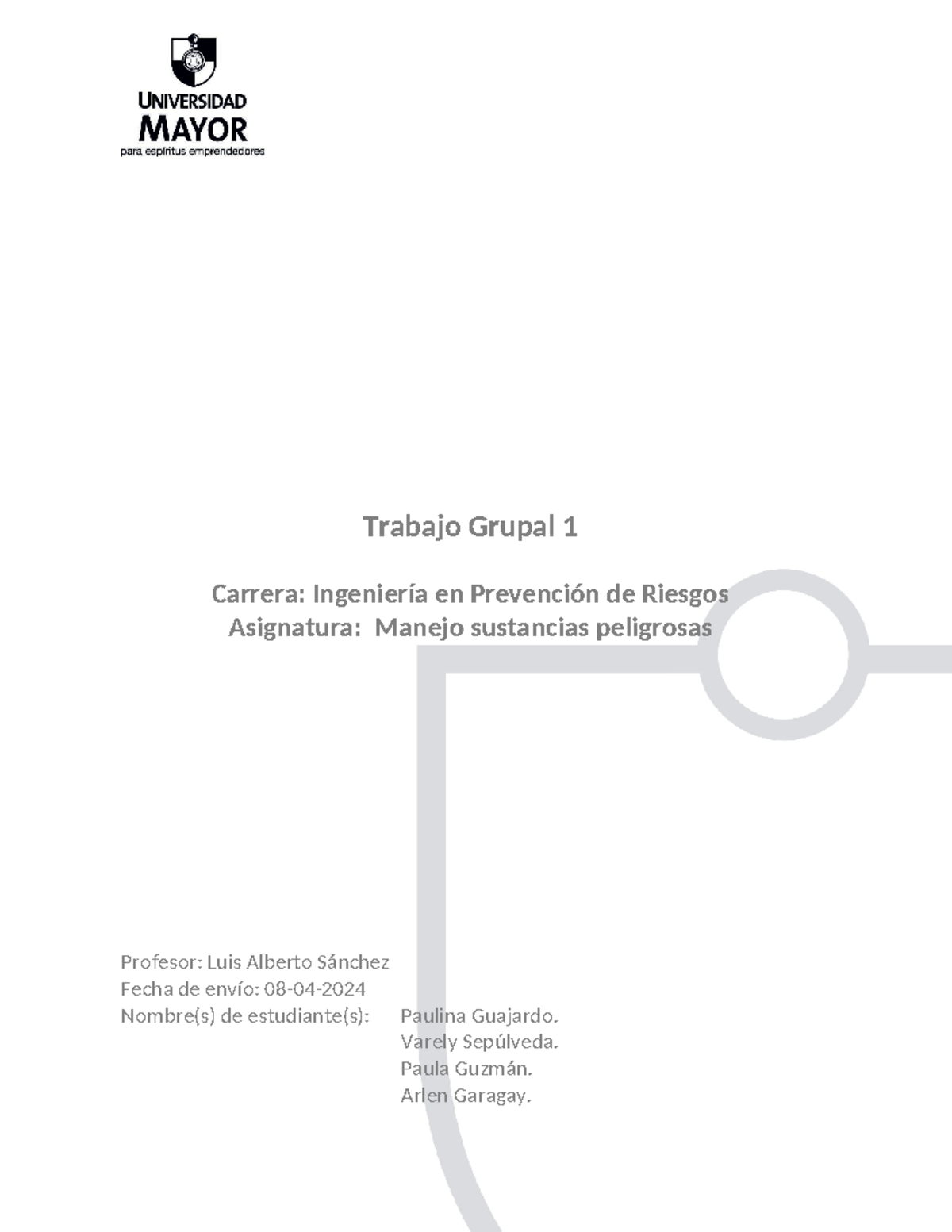 Grupo 9 Trabajo grupal - Trabajo Grupal 1 Carrera: Ingeniería en ...