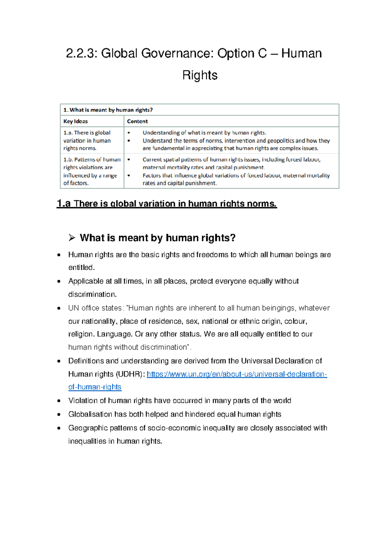 Human Rights OCR Textbook Summary - 2.2: Global Governance: Option C ...