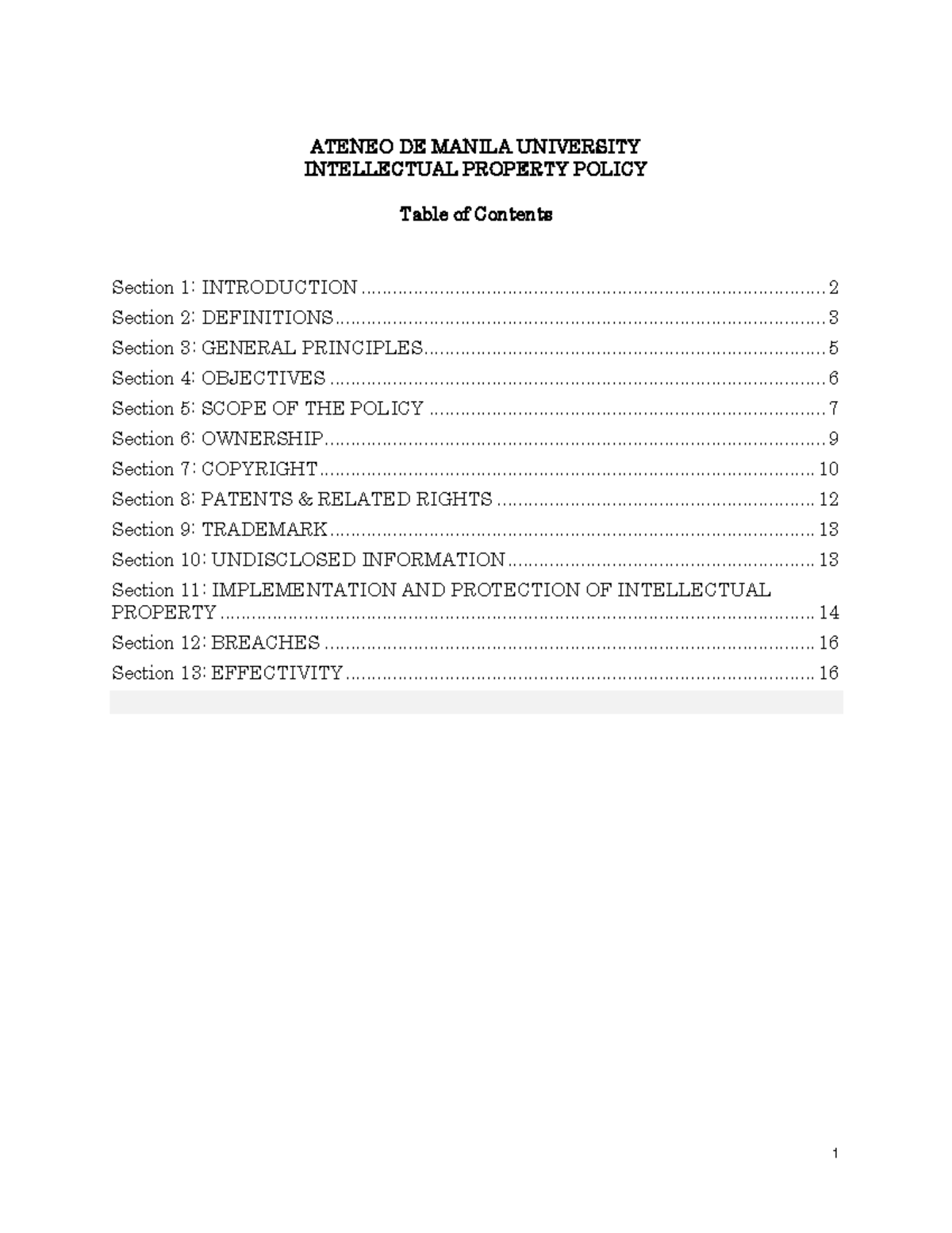 Manual Sample FOR Intellectual Policy - ATENEO DE MANILA UNIVERSITY ...