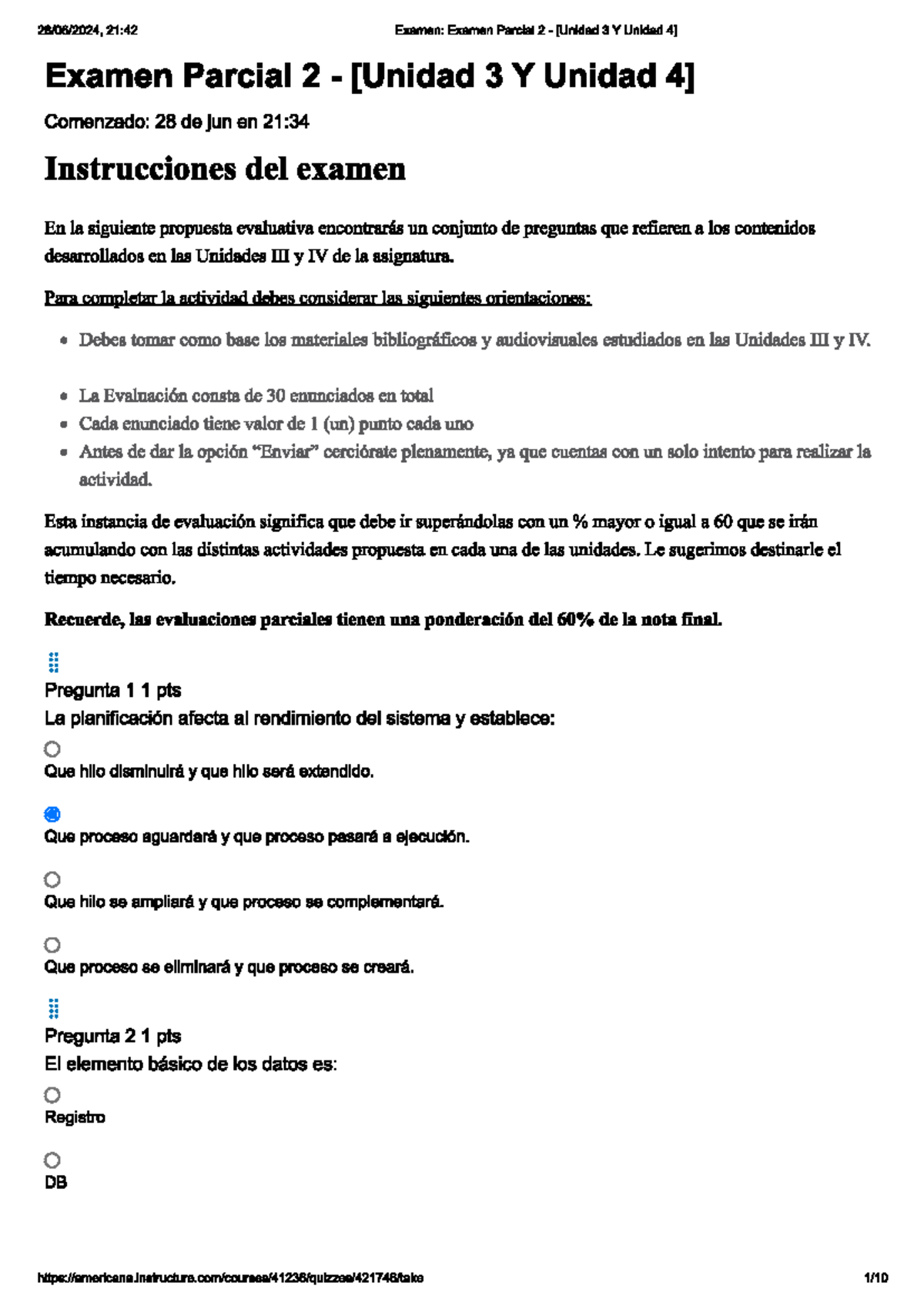 Examen Parcial 2 - [Unidad 3 Y Unidad 4] - 21:42 Examen: Examen Parcial ...