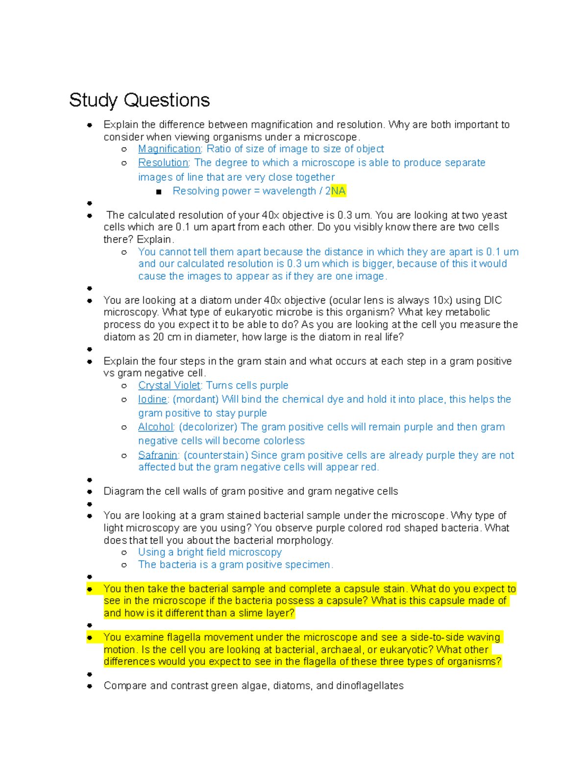Exam 1 Study Guide - Study Questions Explain the difference between ...
