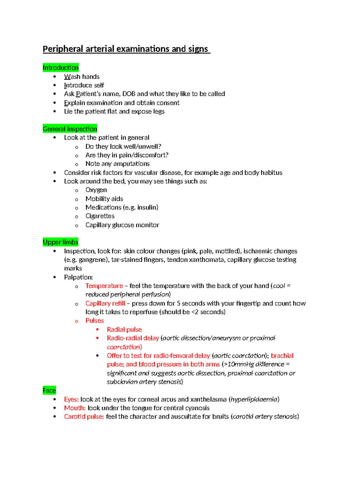 Peripheral vascular disease examination and signs - Peripheral arterial ...