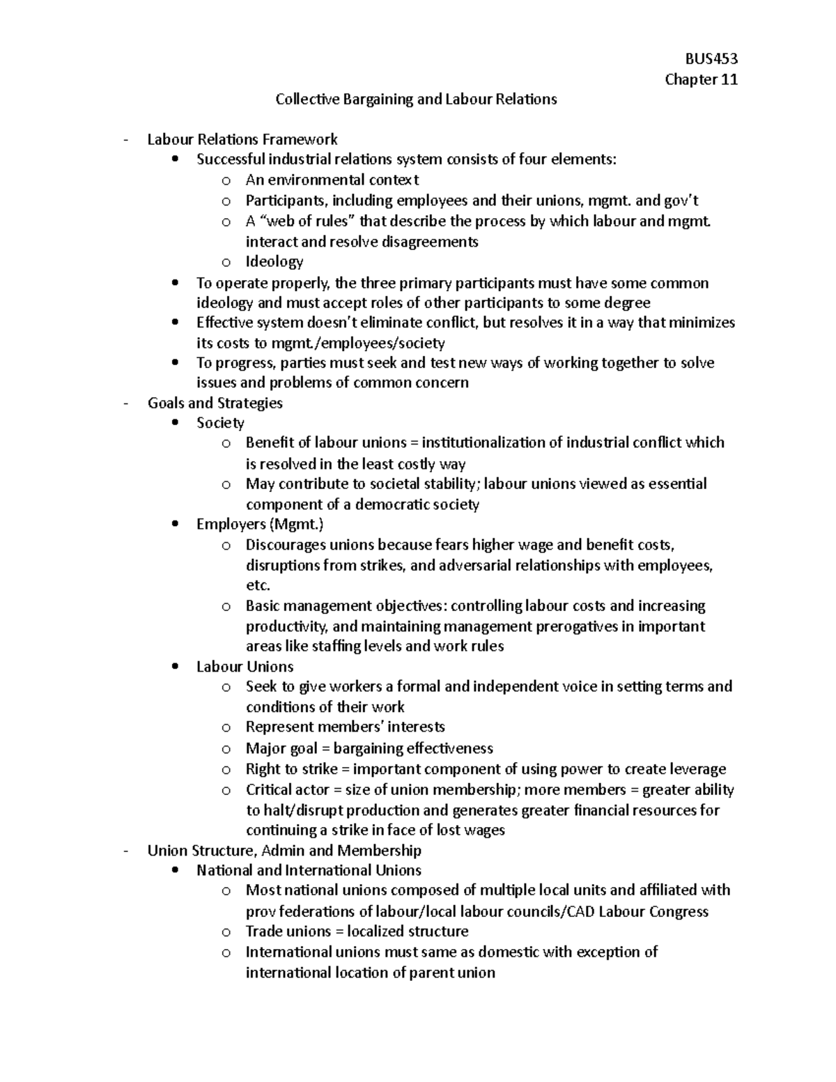 Chapter 11 - Summary Human Resource Managemet - Chapter 11 Collective ...