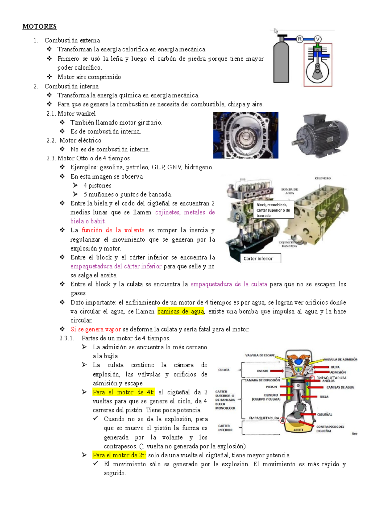 Resumen final - MOTORES Combustión externa Transforman la energía ...