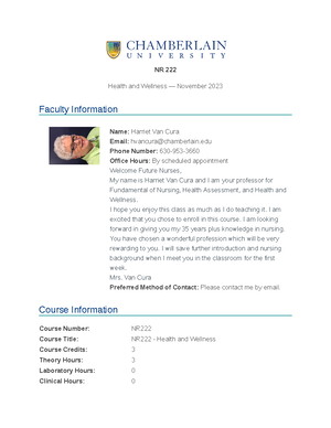 NR222 Edapt Module week 1 - Unit 1 Week 1: Chamberlain Care ...