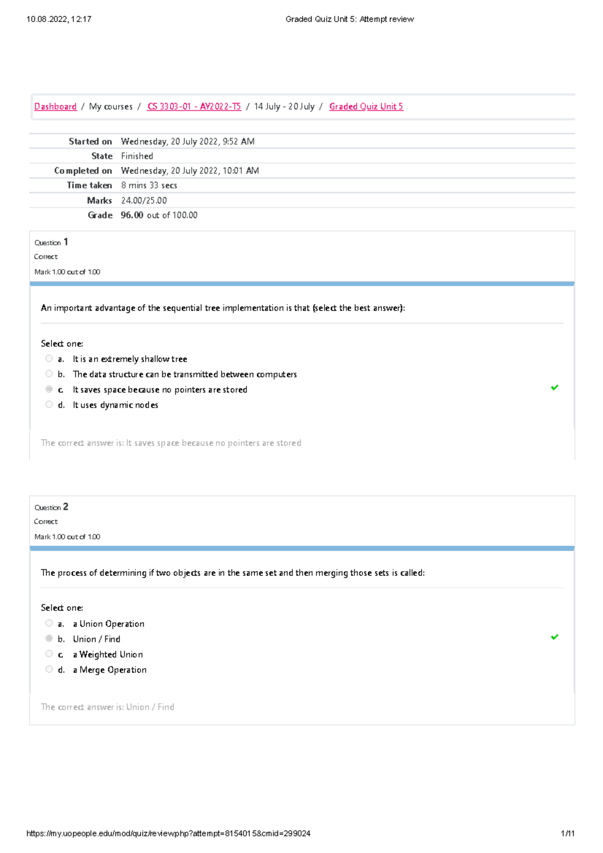 Graded Quiz Unit 5 - Started on Wednesday, 20 July 2022, 9:52 AM State ...