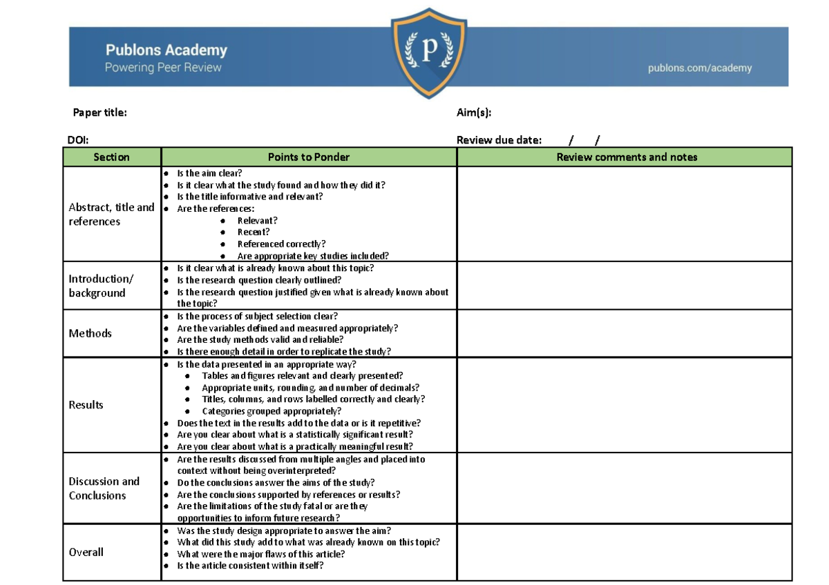 Review Template - Ocena recenzenta prac naukowych - Paper title: Aim(s ...