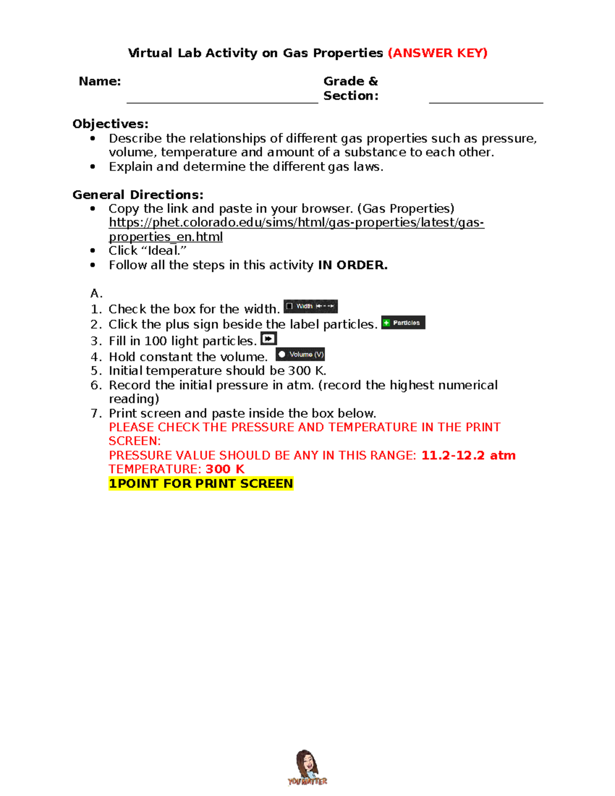 Virtual Lab Activity on Gas Properties Answer Key - Virtual Lab ...