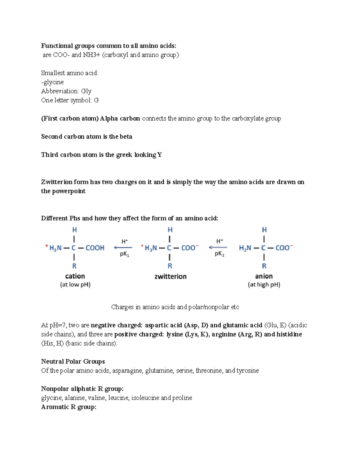 Biochem second test extra notes from homework (first homework ...