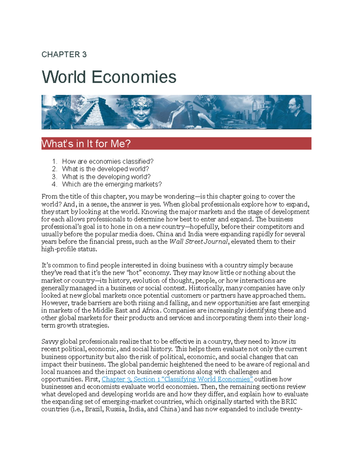 3.0 World Economies - IB - CHAPTER 3 World Economies What’s in It for ...