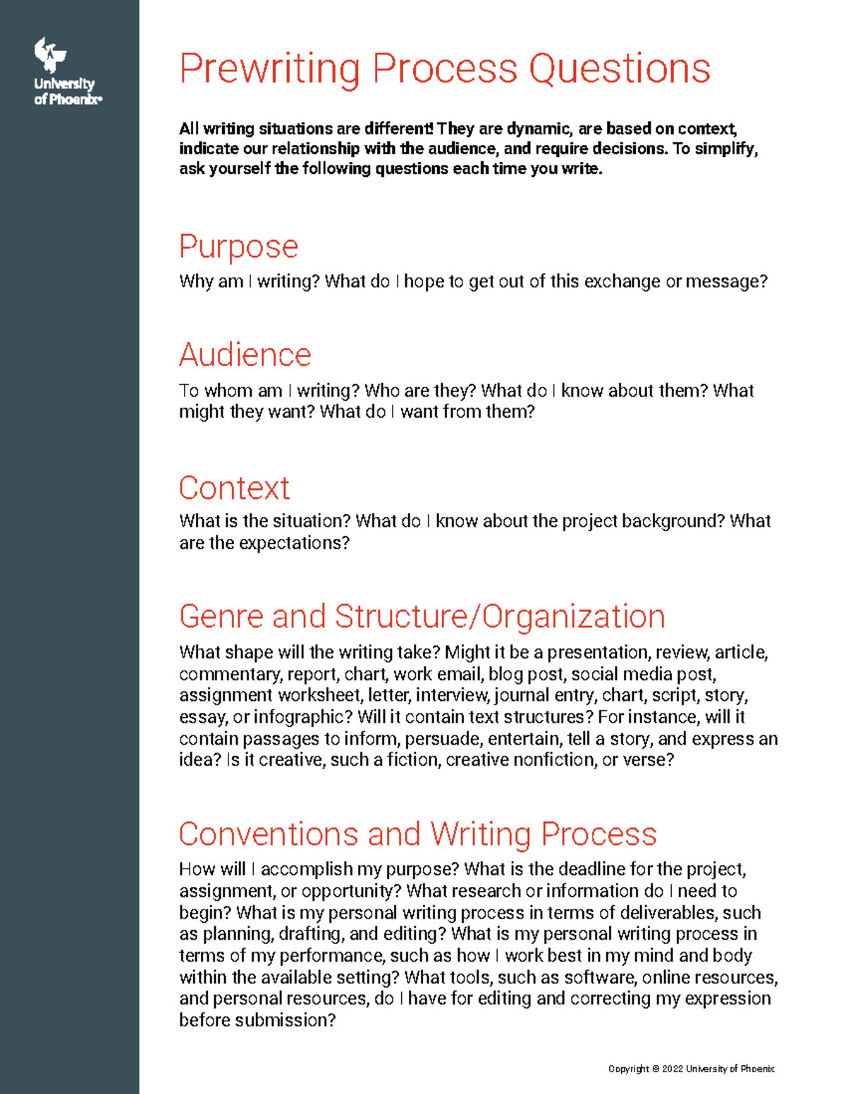 Eng 110 v2 wk1 prewriting process questions - Prewriting Process ...