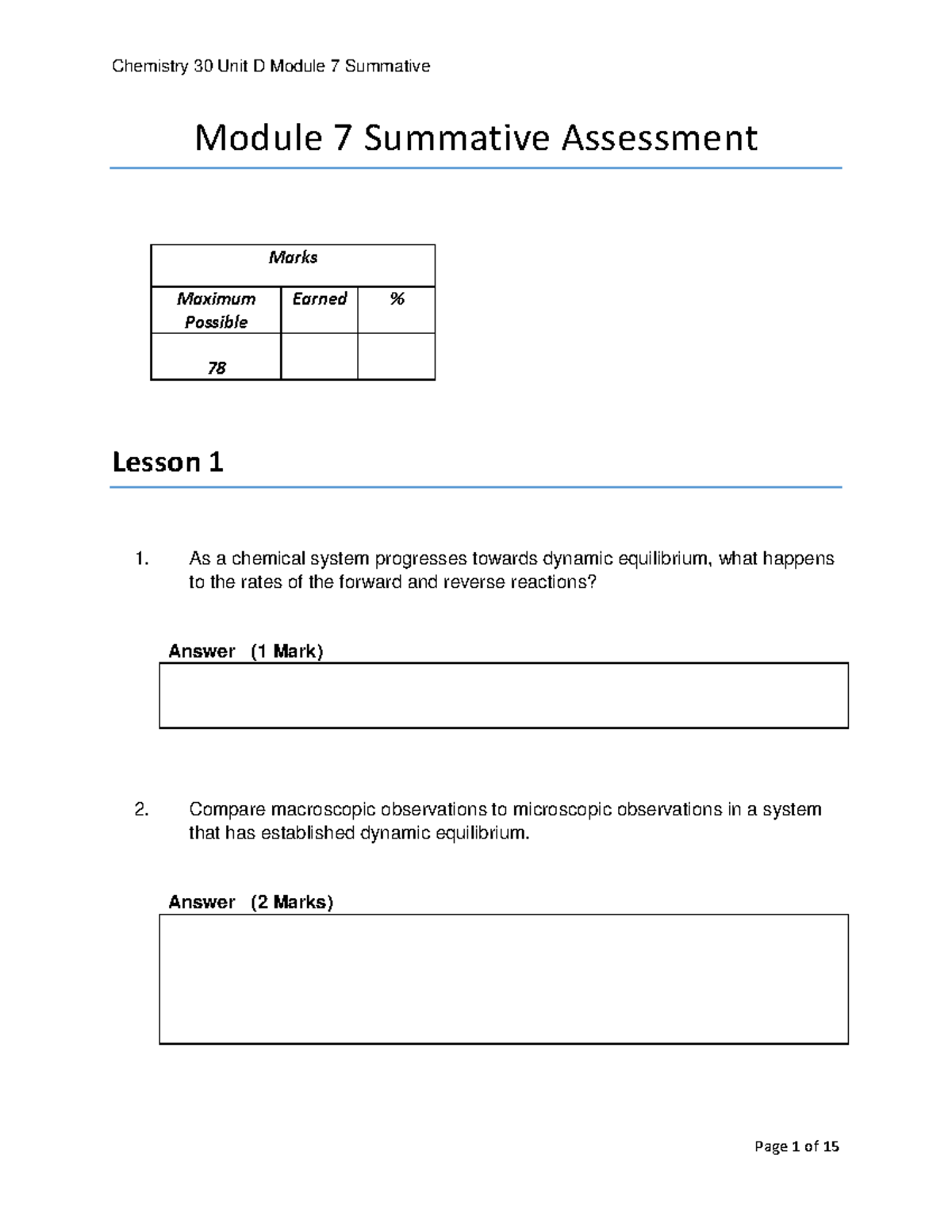 Module 7 Summative Assessment (26) - Module 7 Summative Assessment Lesson 1 As a chemical system ...
