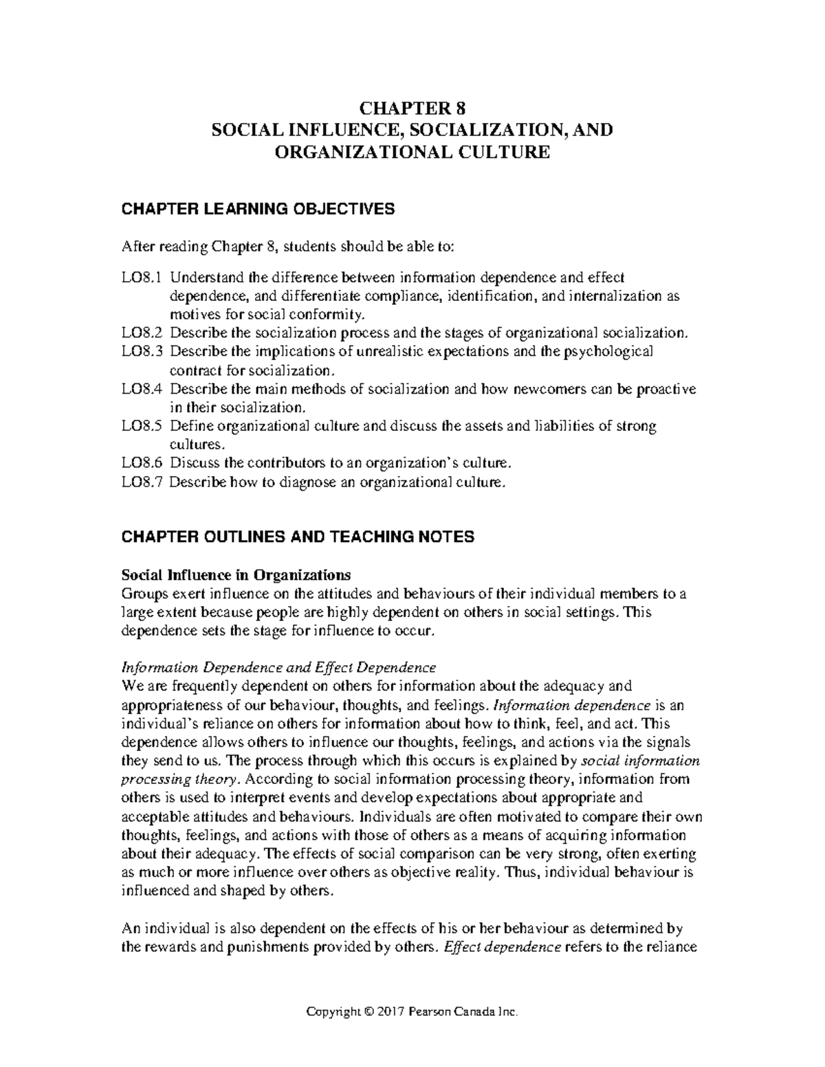 Johns 10e irm ch08 - First lecture - CHAPTER 8 SOCIAL INFLUENCE ...