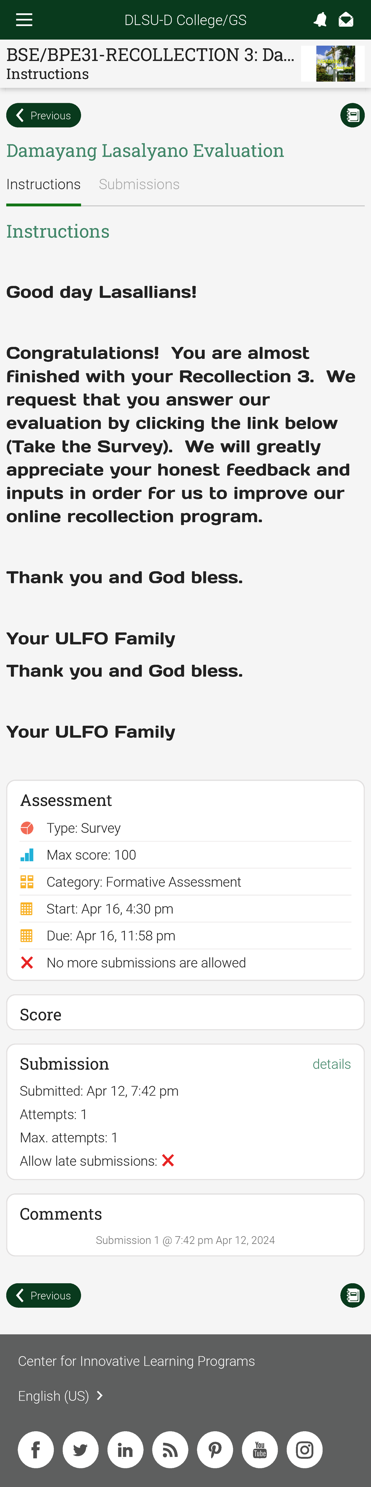 Bsebpe 31- Recollection 3 Damayang Lasalyano A.Y. 2023-2024 Bsebpe 31- Recollection 3 Damayang ...