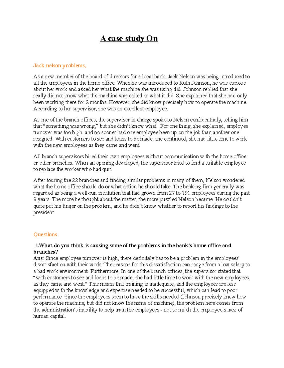 Jack Nelsons problem case study - A case study On Jack nelson problems ...