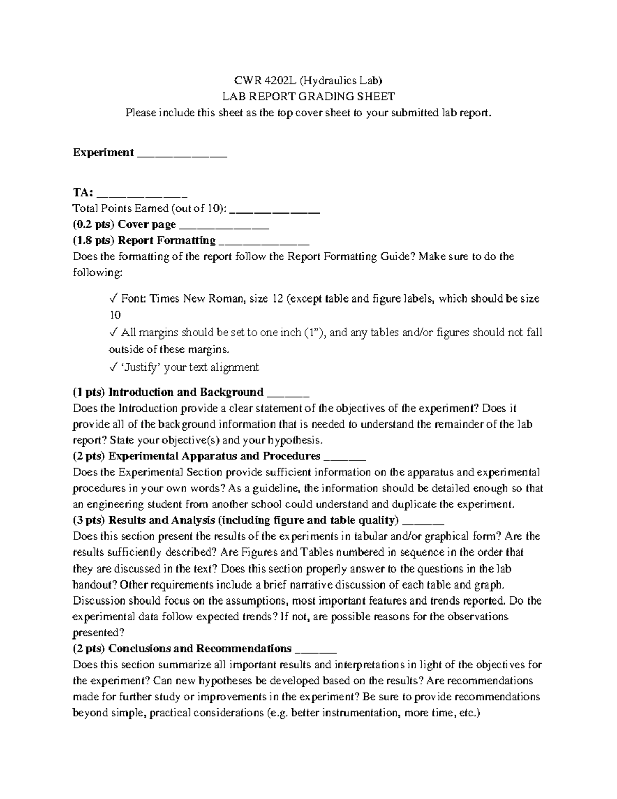 K Hoagland Flow Meter - CWR 4202L (Hydraulics Lab) LAB REPORT GRADING ...