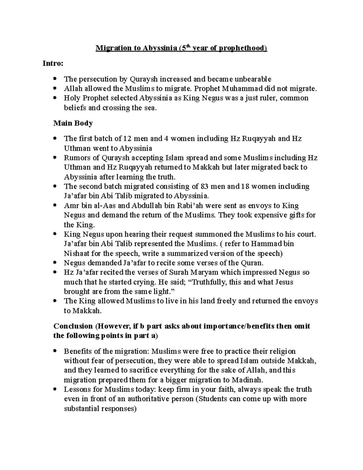 Migration to Abyssinia - Prophet Muhammad did not migrate. Holy Prophet ...