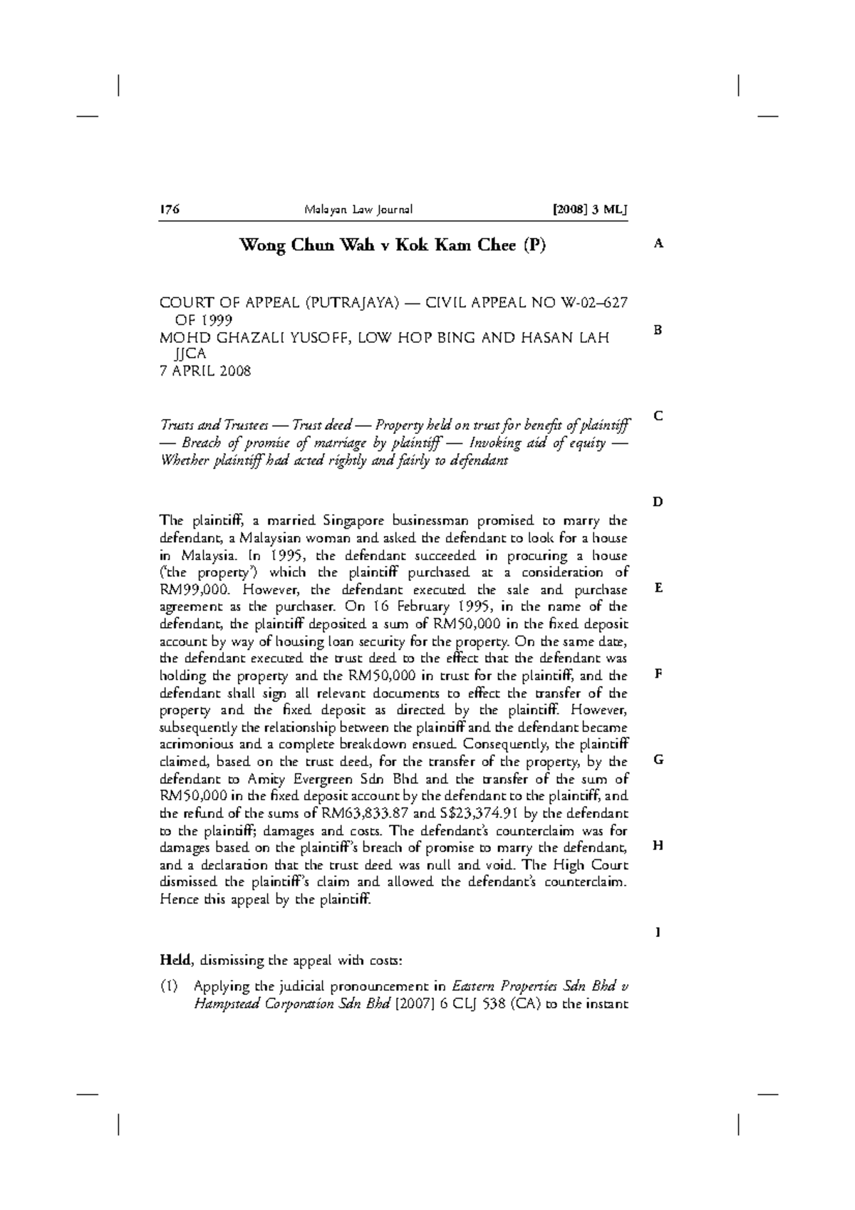 Wong Chun Wah v Kok Kam Chee summary case - Wong Chun Wah v Kok Kam ...