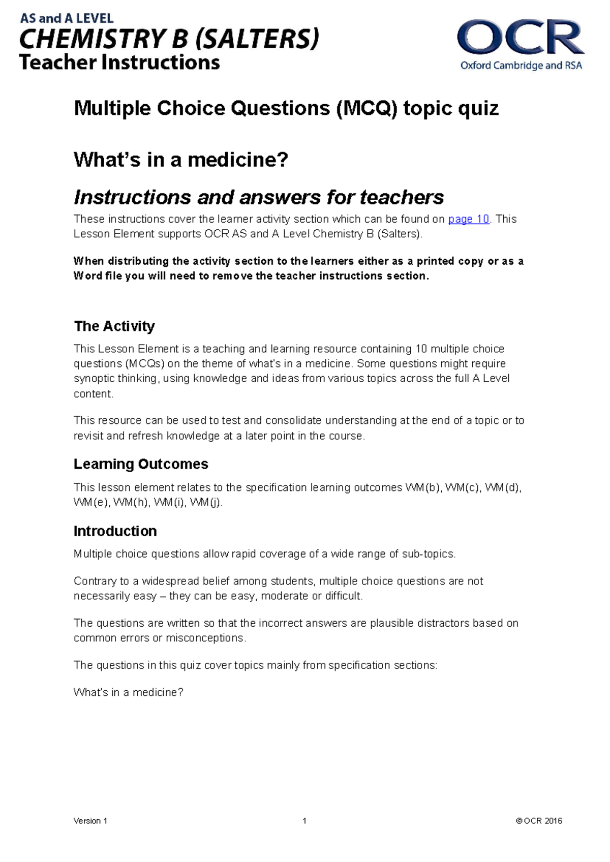 What's in a medicine Multiple Choice Question (MCQ) topic quiz ...