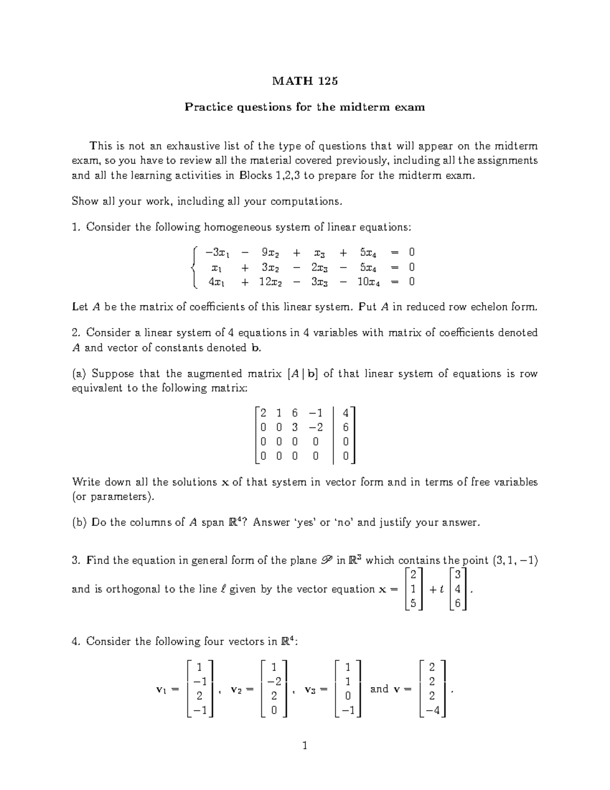 MATH125 Practice questions Midterm - MATH 125 Practice questions for the midterm exam This is ...