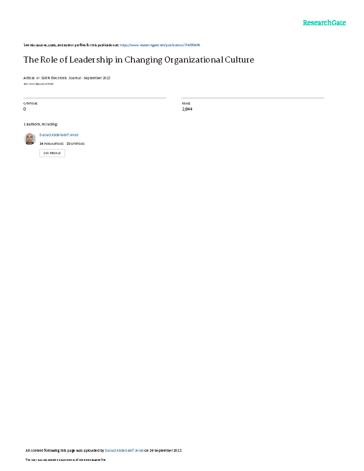 The Roleof Leadershipin Changing Organizational Culture - See ...
