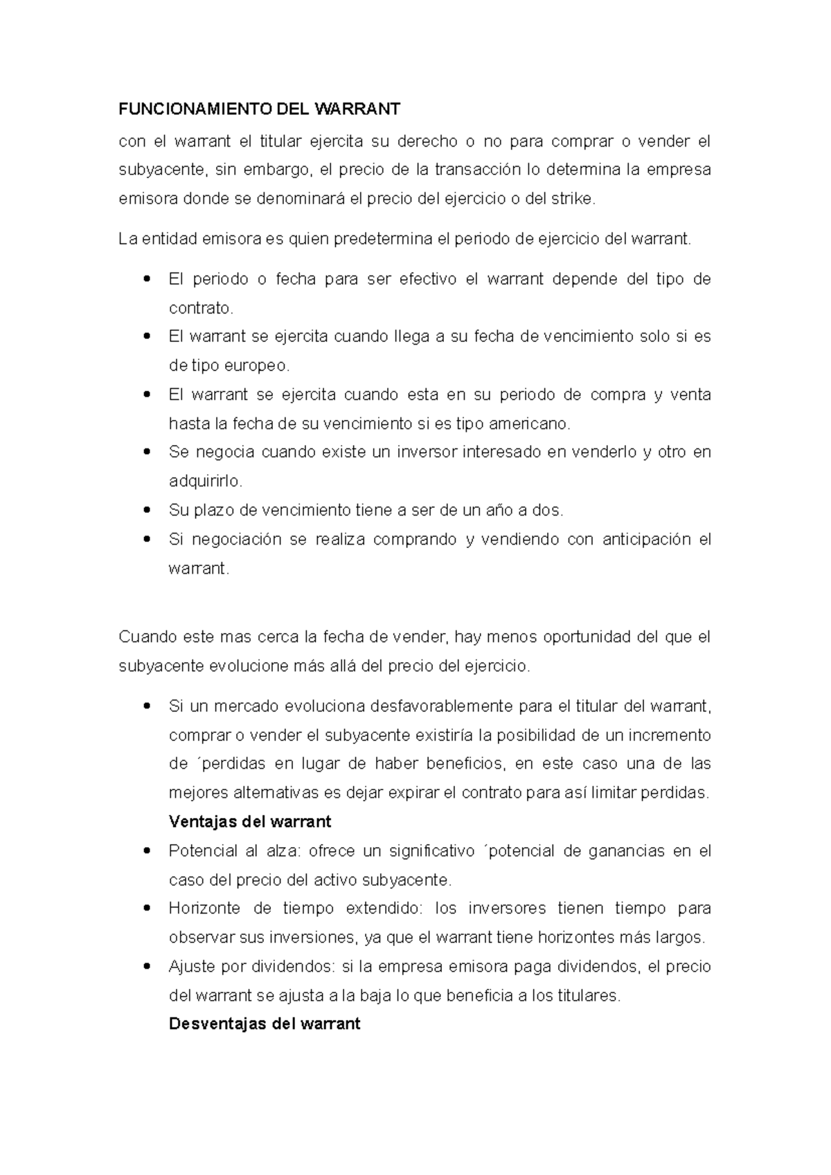 Funcionamiento DEL Warrant - FUNCIONAMIENTO DEL WARRANT con el warrant ...