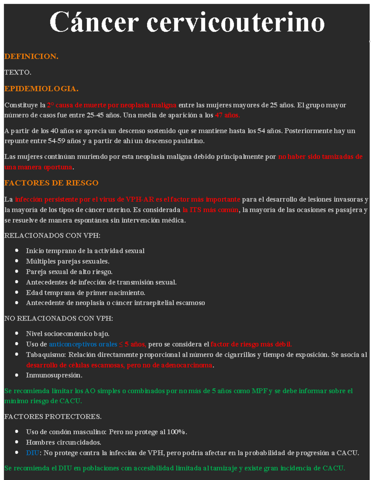 CACU - Cáncer cervicouterino, gpc. - Cáncer cervicouterino DEFINICION ...